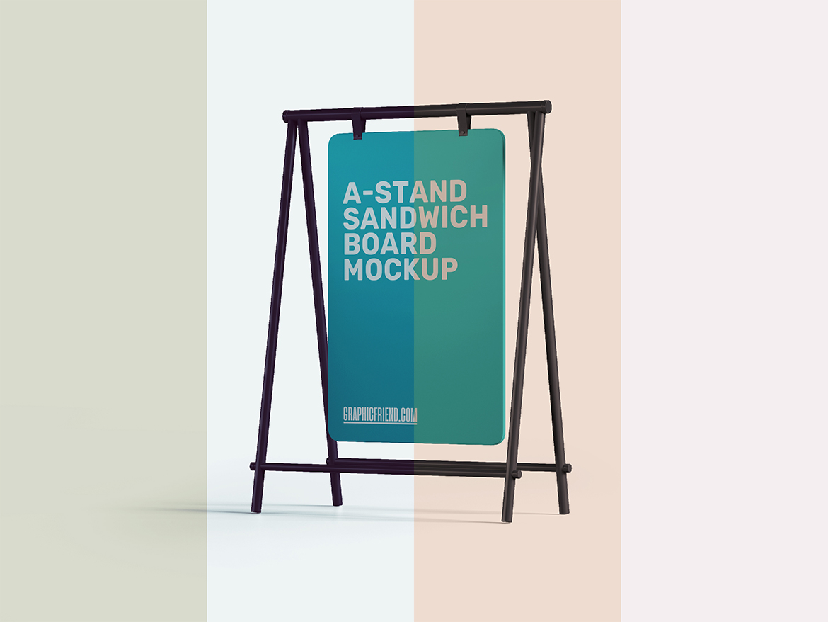 A-stand Sandwich Board Mockup • graphicfriend.com
