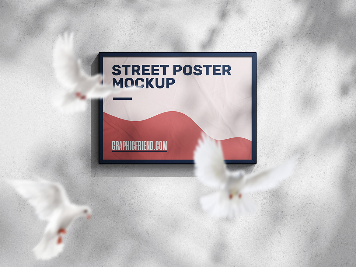 Free Street Poster Mockup • graphicfriend.com