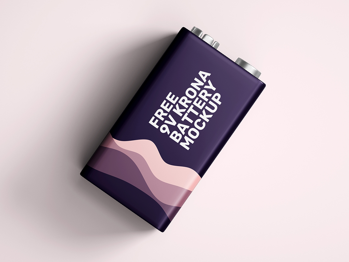 Free 9v Krona Battery Mockup • graphicfriend.com