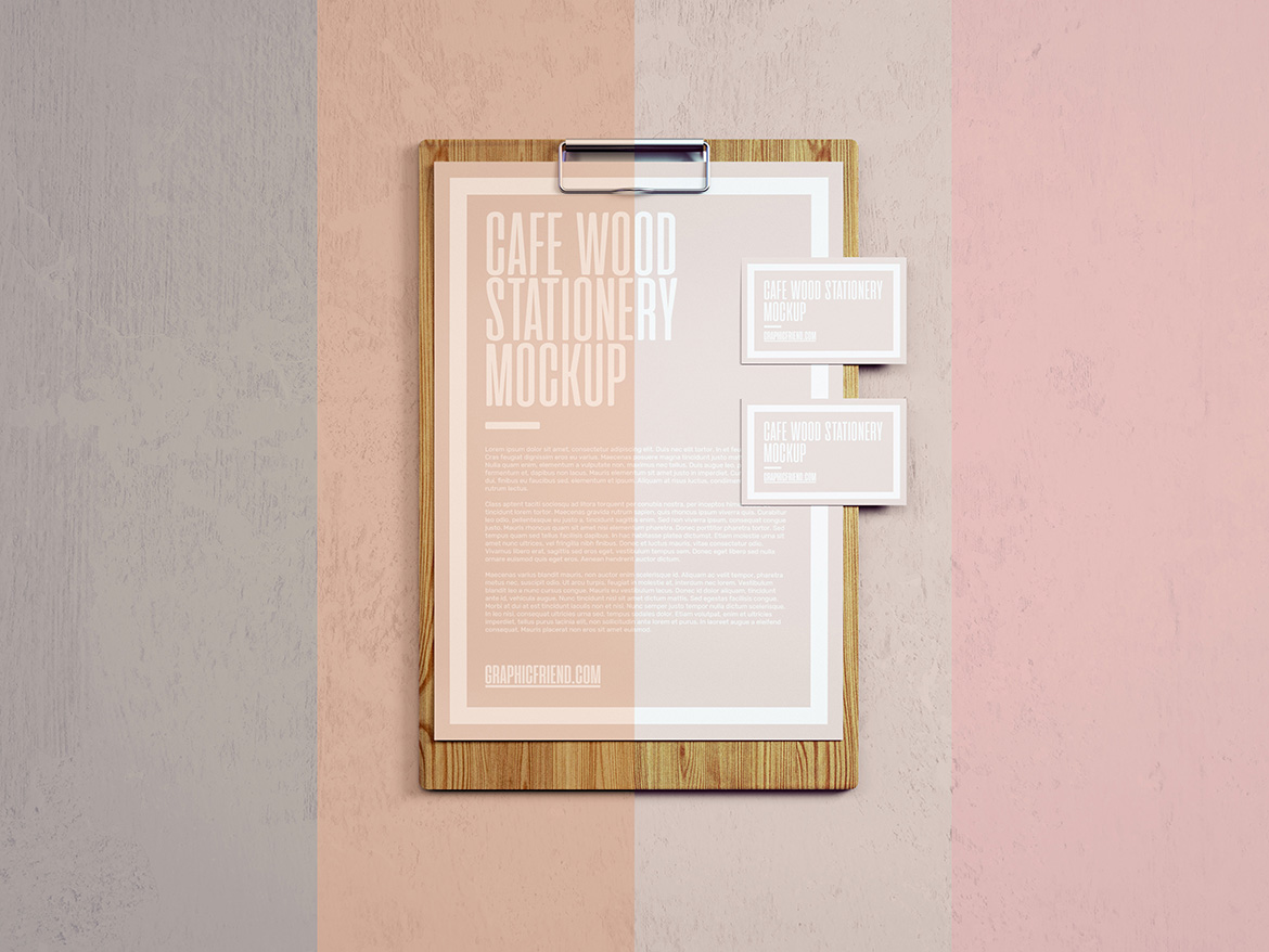 Cafe Wood Stationery Mockup • graphicfriend.com