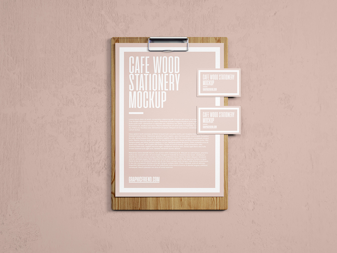 Cafe Wood Stationery Mockup • graphicfriend.com