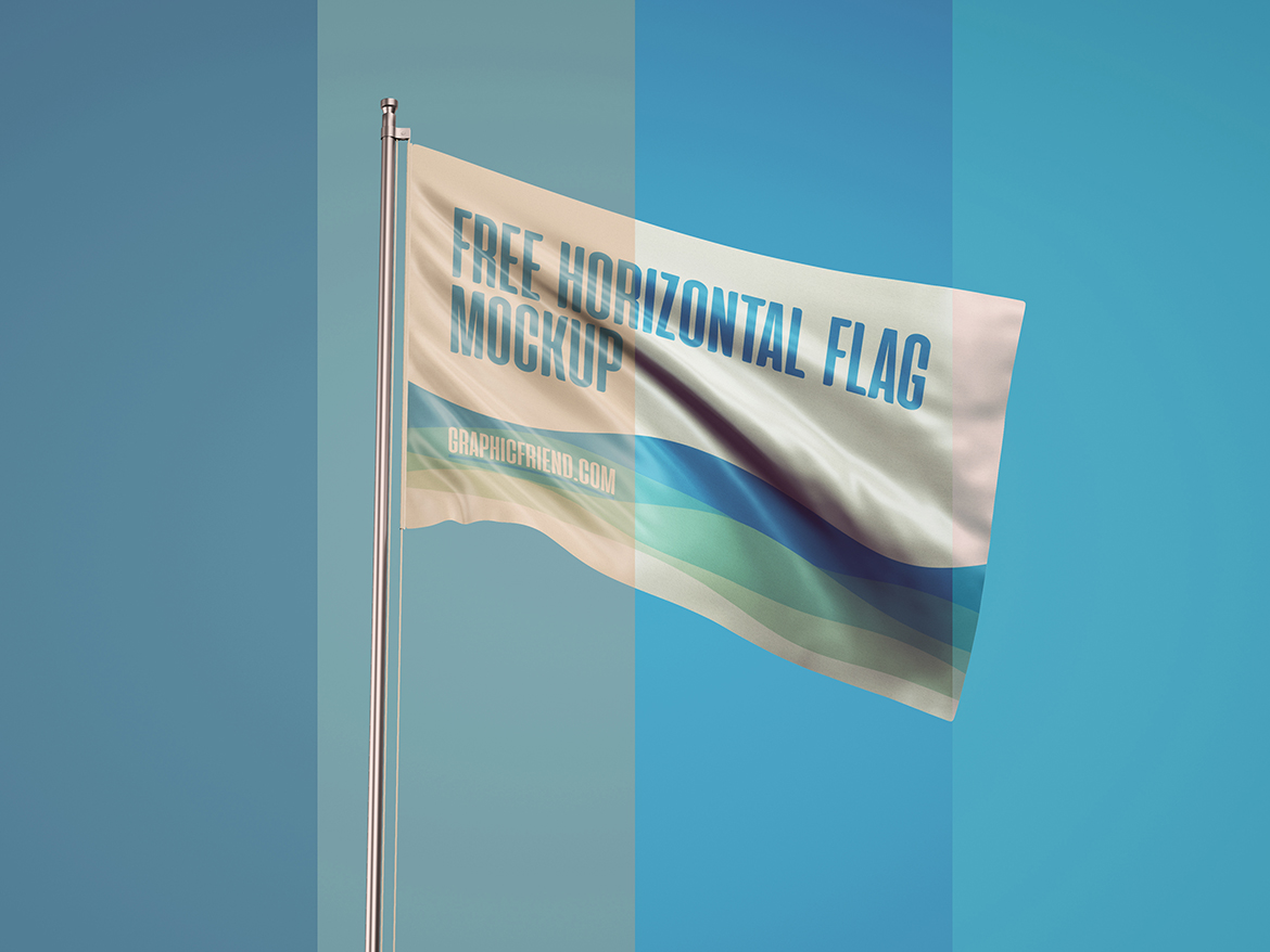 Free Horizontal Flag Mockup • graphicfriend.com