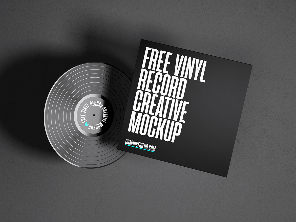 Vinyl Record Creative Mockup • graphicfriend.com