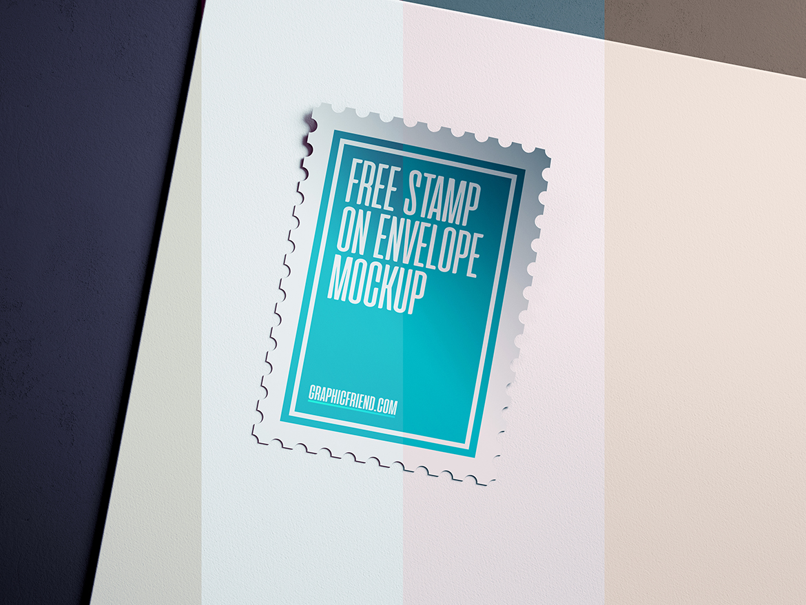 Free Stamp On Envelope Mockup • graphicfriend.com