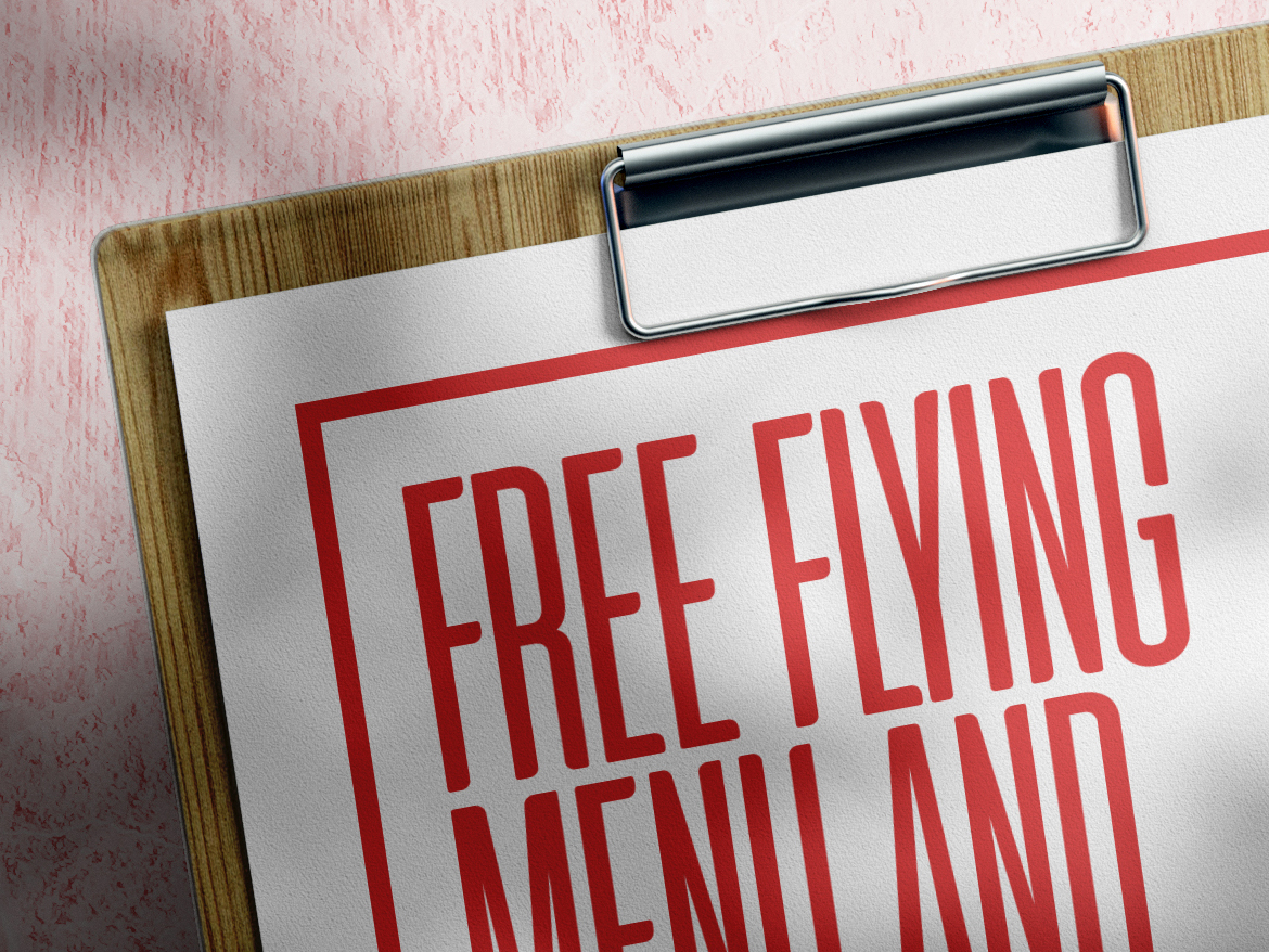 Free Flying Menu & Cards Mockup • graphicfriend.com