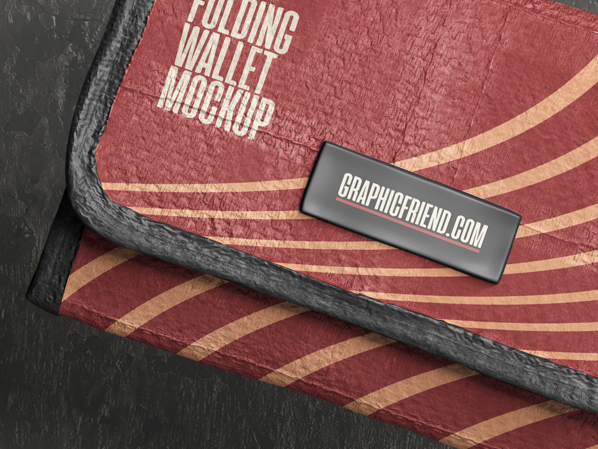 Free Folding Wallet Mockup • graphicfriend.com
