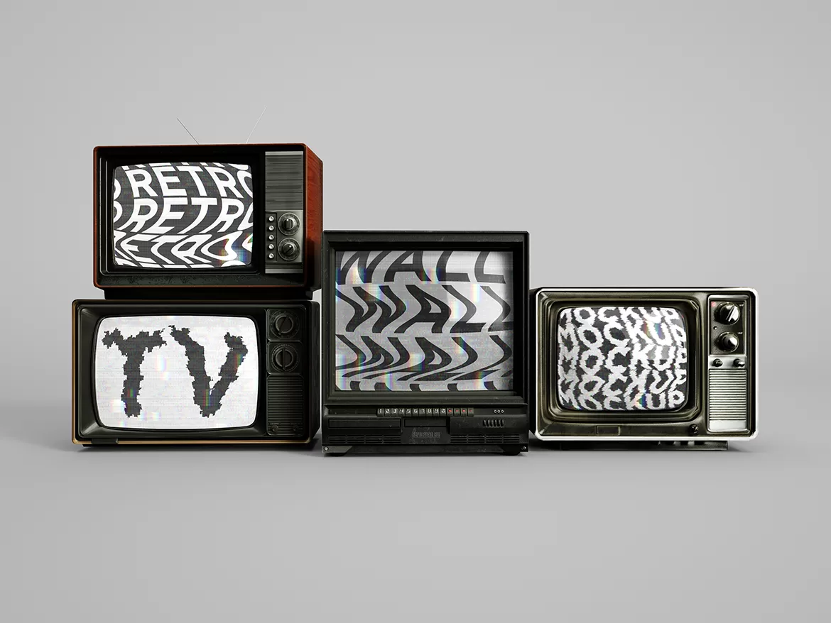 Free Retro TV Wall Mockup • graphicfriend.com